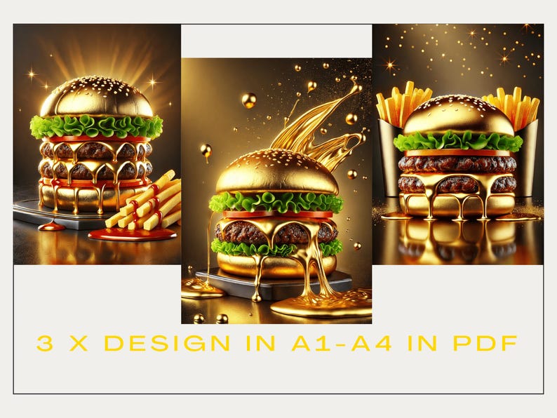 Golden Luxury Burger | High-resolution Food Art for Kitchens and Burger ...