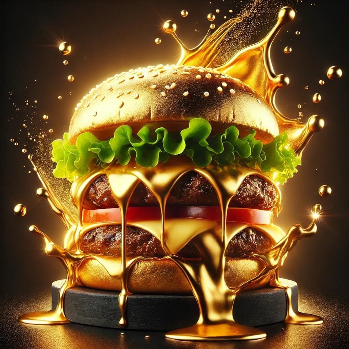 Golden Luxury Burger | High-resolution Food Art for Kitchens and Burger ...