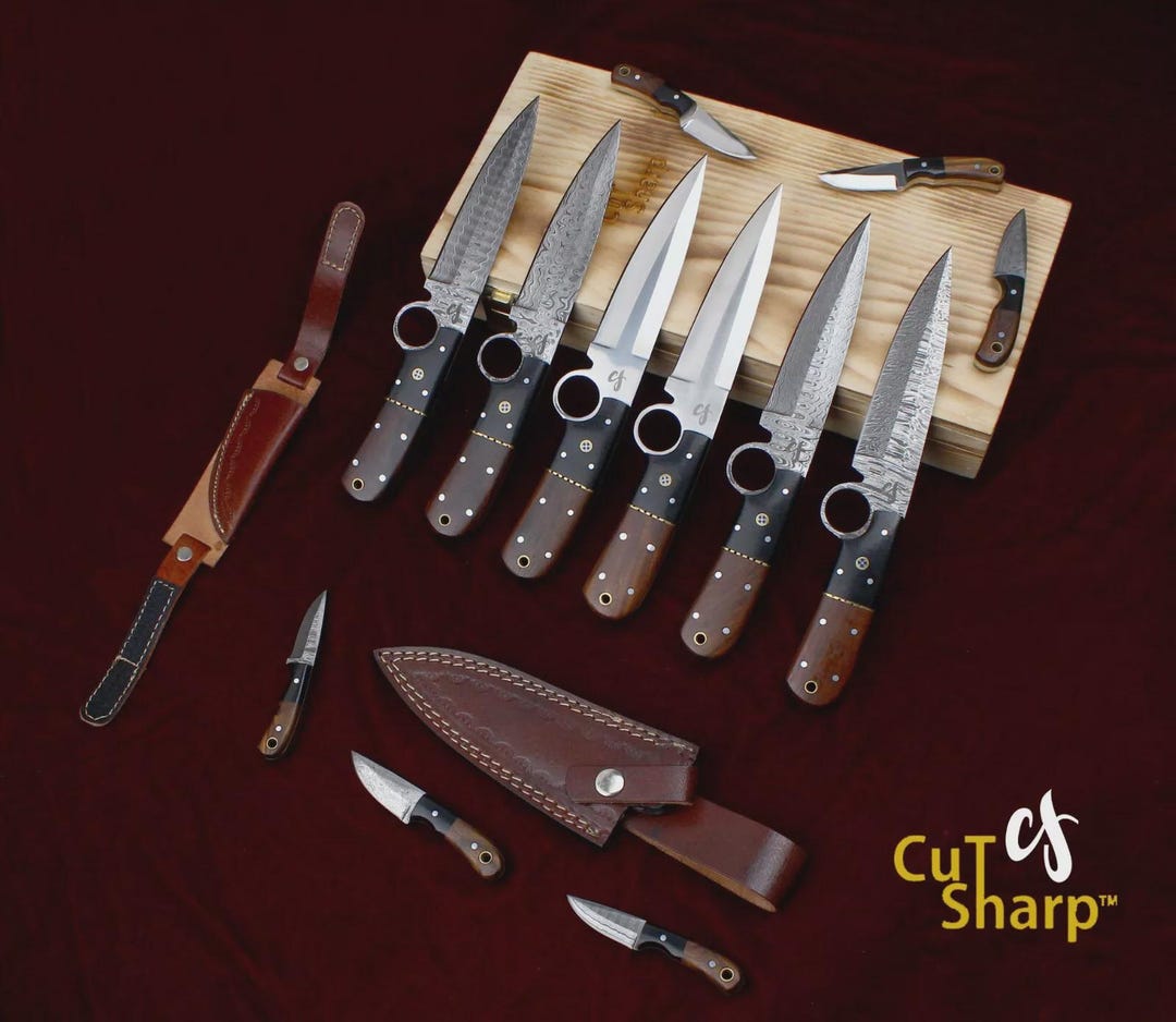 Handmade Hunting Ring Knife Damascus Steel 440C Steel J2 Steel ,micarta ...