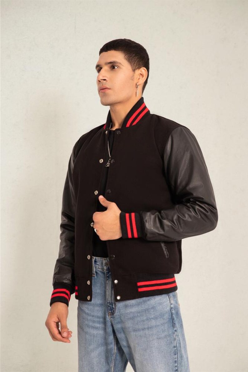 Unisex Varsity Jacket Baseball Letterman Jackets Wool Body Genuine ...