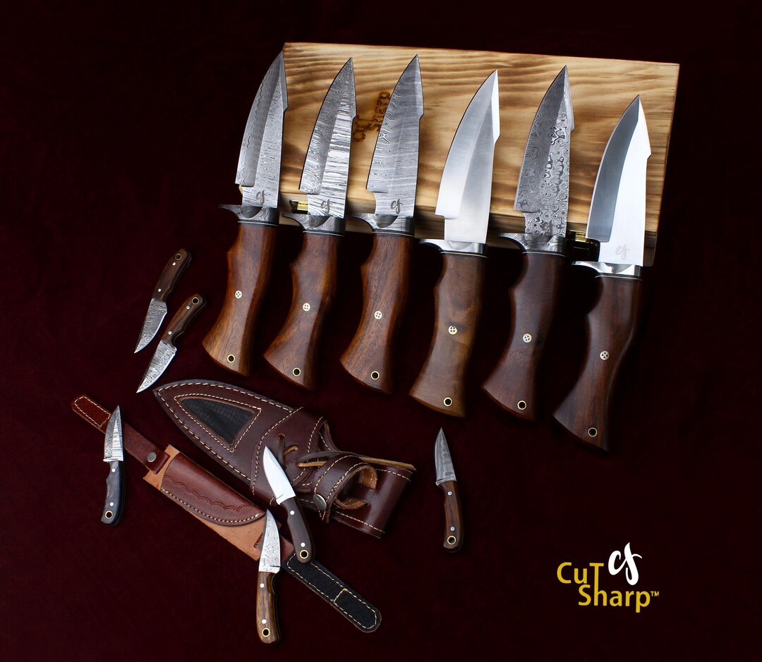 Handmade Hunting Ring Knife Damascus Steel 440C Steel J2 Steel, Rose ...