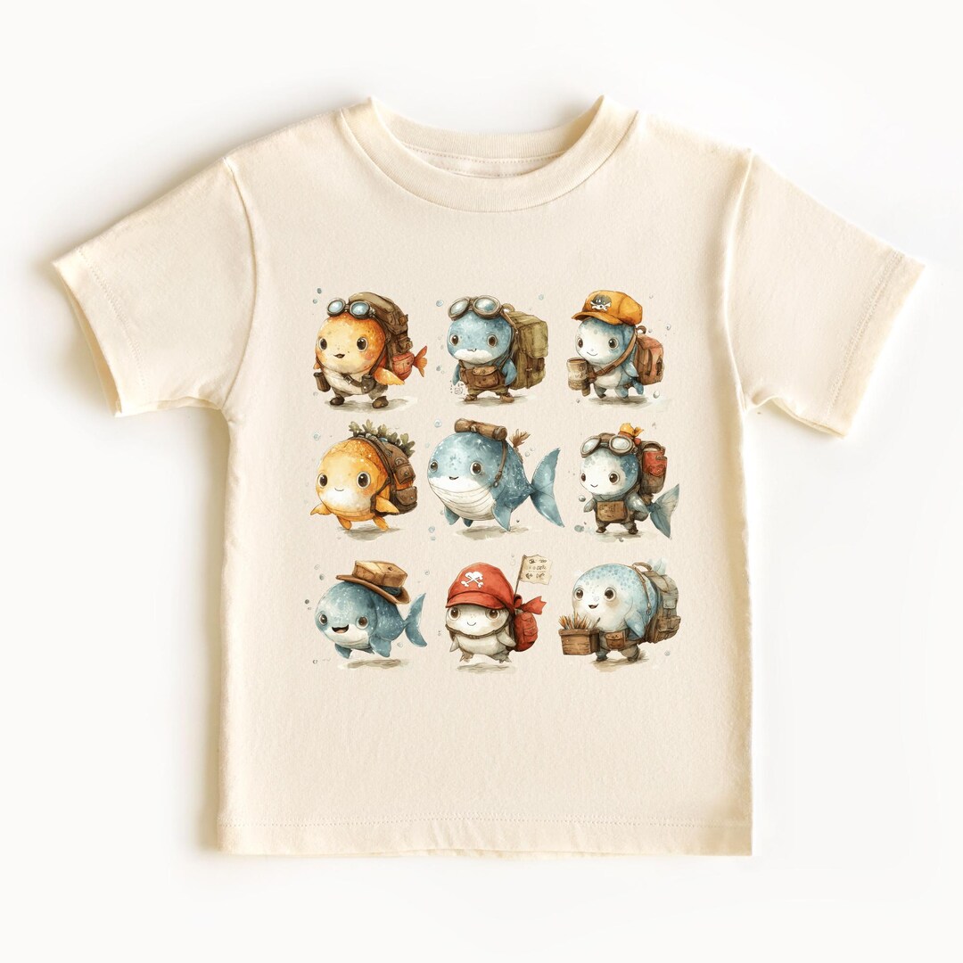 Kids Fishing Sea Creatures T-shirt – Cute and Fun Design, Children's ...