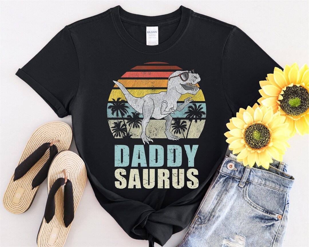 Daddysaurus T-rex Dinosaur Daddy Saurus Vintage Tshirt Men Women ...