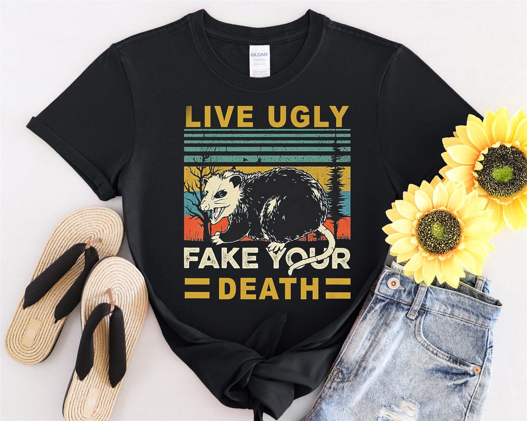 Live Ugly Fake Your Death Vintage Retro Tshirt Men Women Children Kids ...