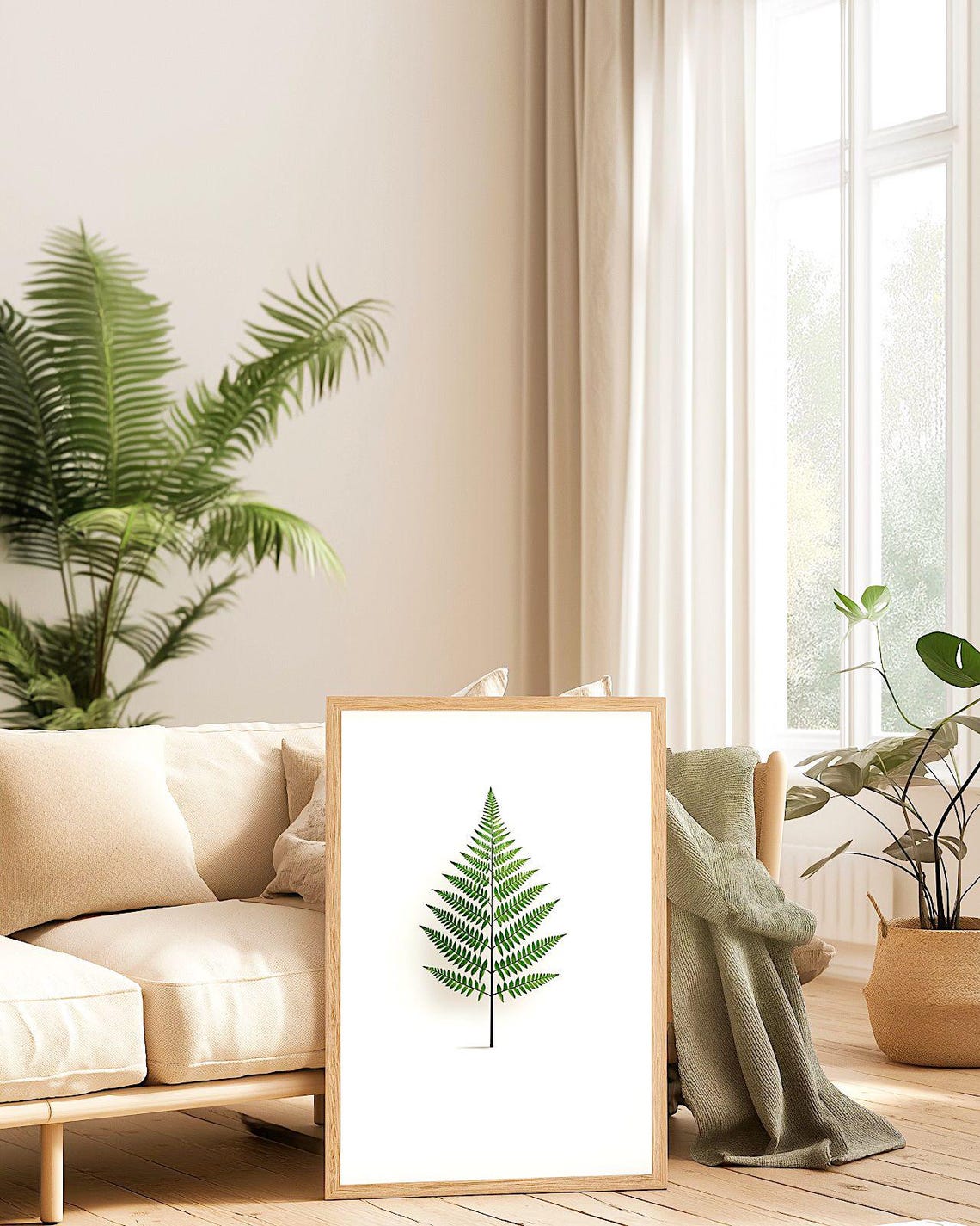 Minimalist Green Fern Wall Art Botanical Printable Home Decor, Digital ...