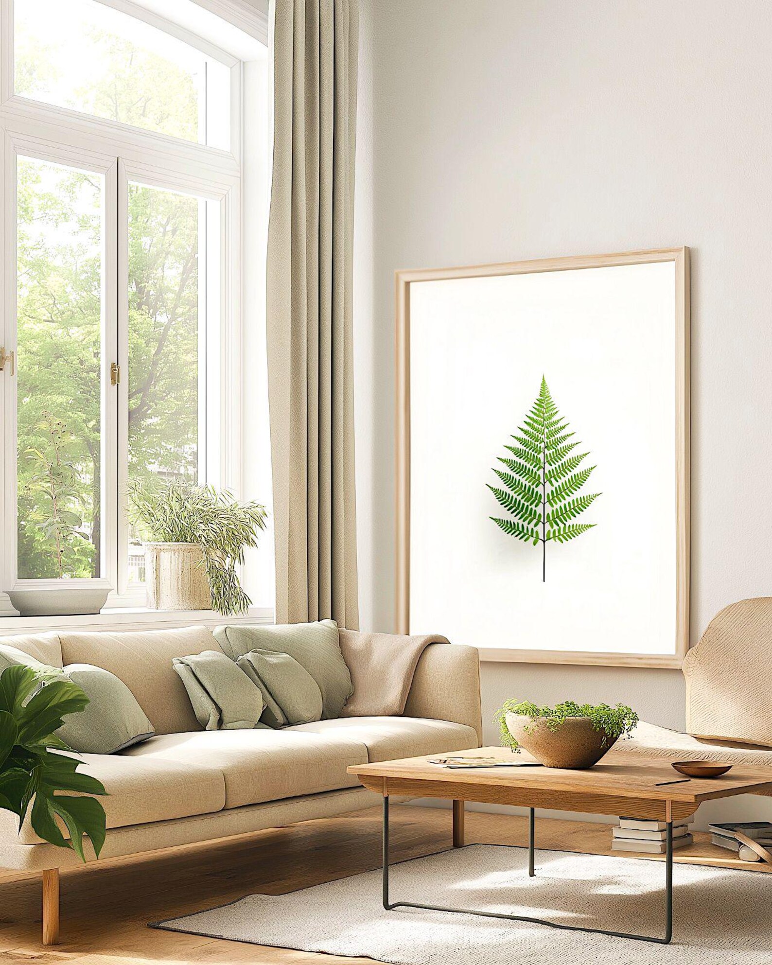 Minimalist Green Fern Wall Art Botanical Printable Home Decor, Digital ...