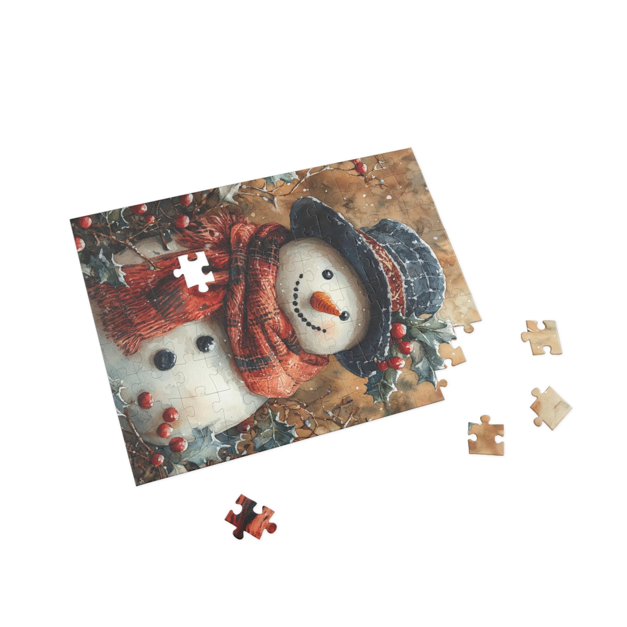 Snowman With Scarf Puzzle | Holiday Winter Scene 96-1000 Piece - Etsy