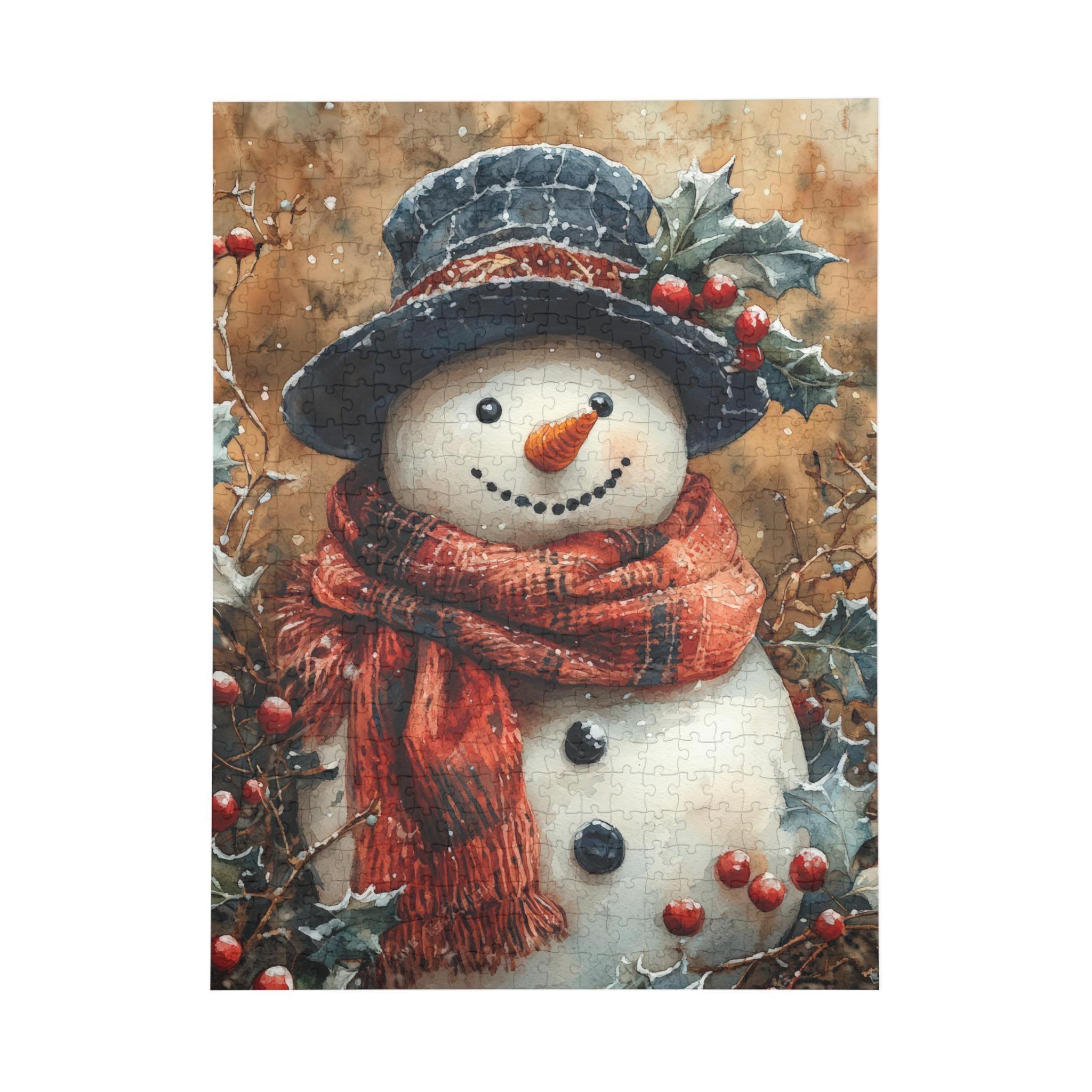 Snowman With Scarf Puzzle | Holiday Winter Scene 96-1000 Piece - Etsy