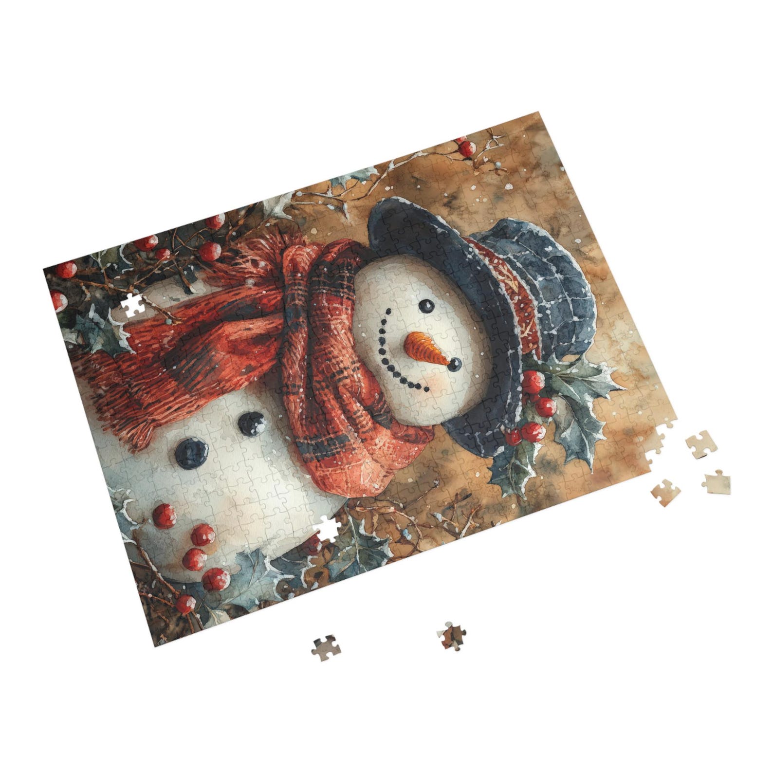 Snowman With Scarf Puzzle | Holiday Winter Scene 96-1000 Piece - Etsy