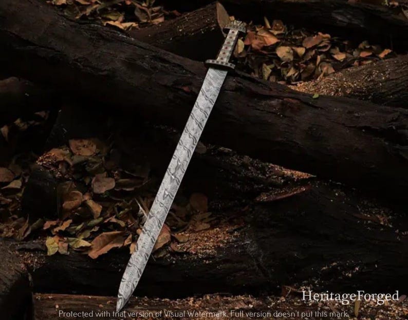 King Ragnar Lothbrok Damascus Viking Sword, Handcrafted Norse Replica ...