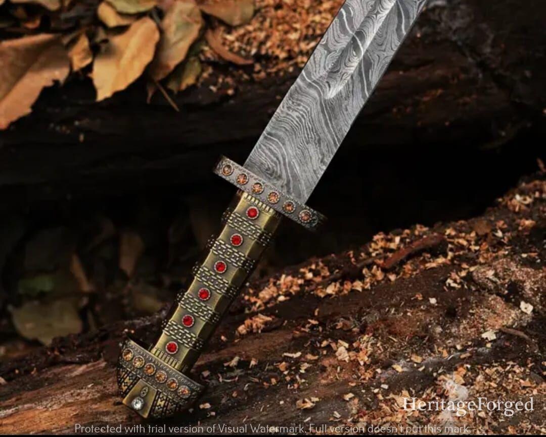 King Ragnar Lothbrok Damascus Viking Sword, Handcrafted Norse Replica ...