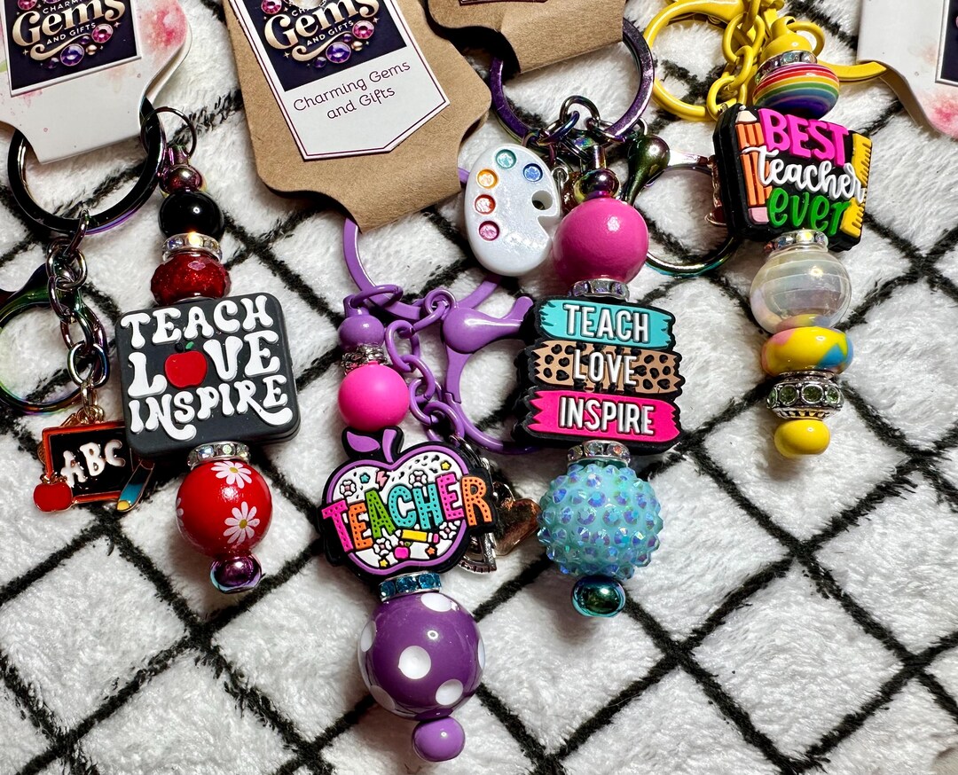 Teacher Appreciation Beaded Keychain: Handmade Crystal Charm - Oklahoma ...