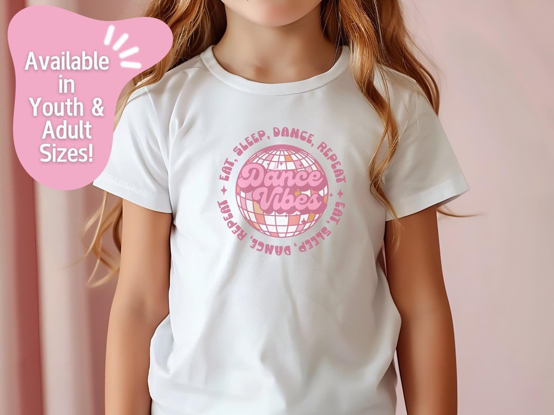 Kids Dance T-shirt, Dancewear, Disco Ball Pink Tee Unisex Kids Girl ...