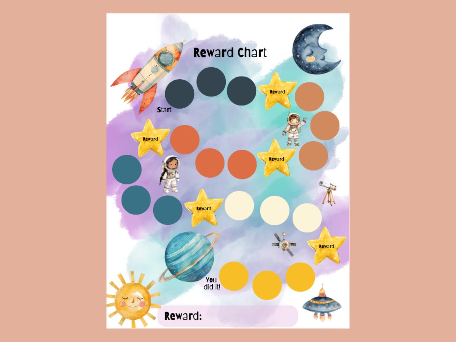 Space Reward Chart L Reward Chart | Printable Behavior Chart | Chore ...