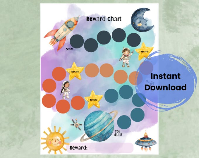 Editable Space Reward Chart Printable Behavior Chart Daily Chore Chart ...