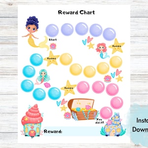 Mermaid Reward Chart L Reward Chart | Printable Behavior Chart | Chore ...