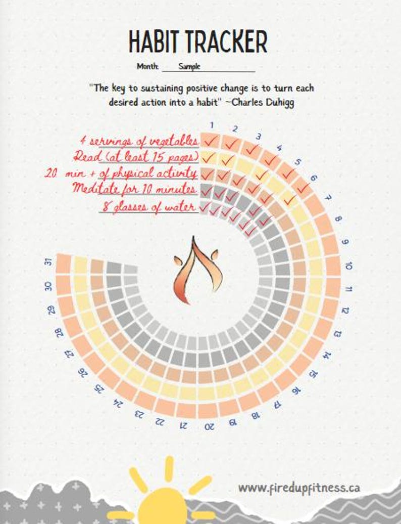 Printable Healthy Habit Tracker Instant Download - Etsy