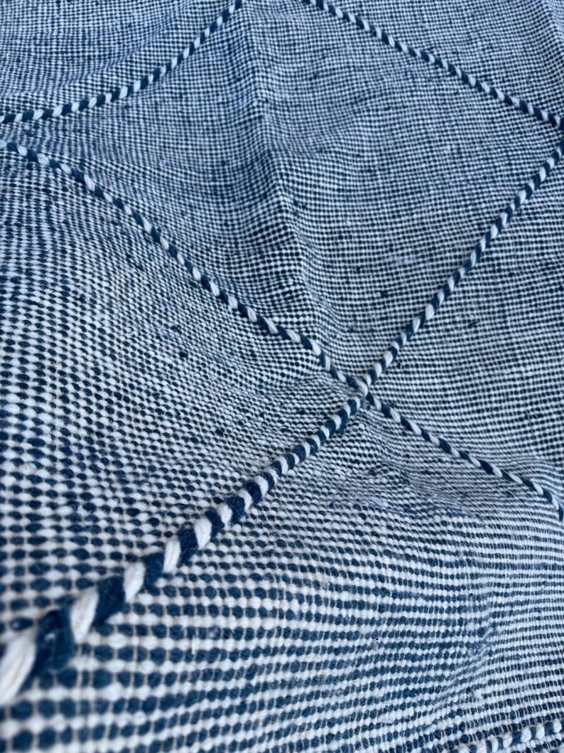 Blue and White Moroccan Kilim Rug, Berber Wool Runner, Custom Size - Etsy