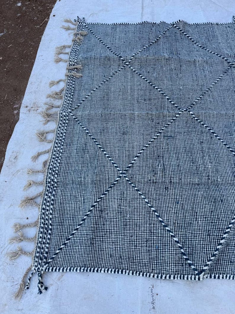 Blue and White Moroccan Kilim Rug, Berber Wool Runner, Custom Size - Etsy