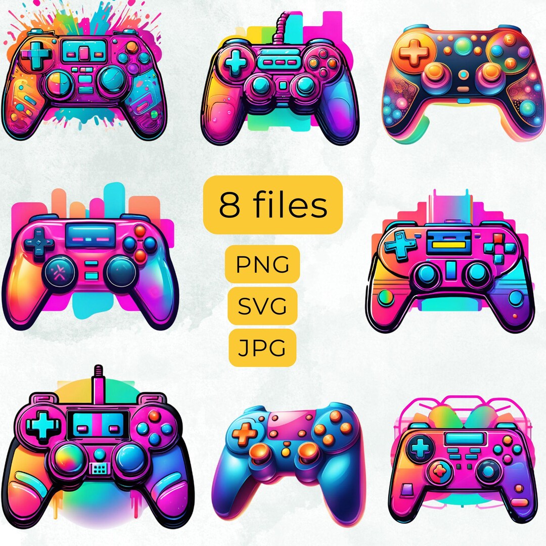 Game Controller Clipart Bundle: 24 PNG JPG SVG Files (digital Download ...