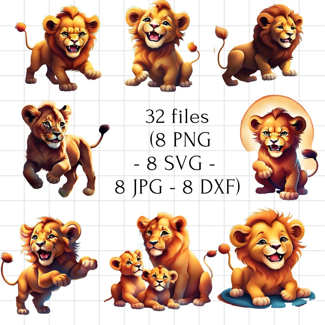 Little Lion SVG Bundle: 32 Lion Illustrations (digital Files) - Etsy