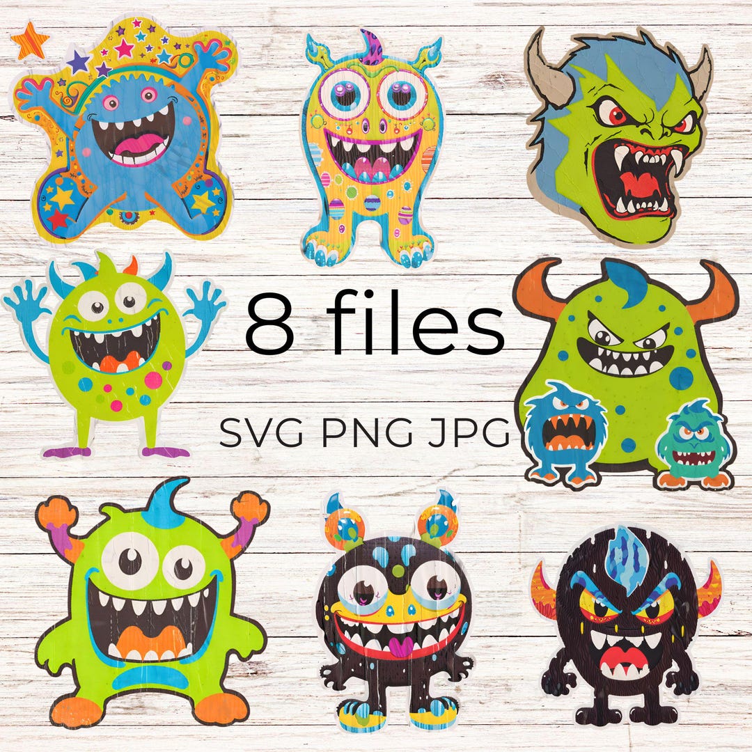 Monster Clipart Bundle: 24 SVG PNG JPG Files for Stickers - Etsy