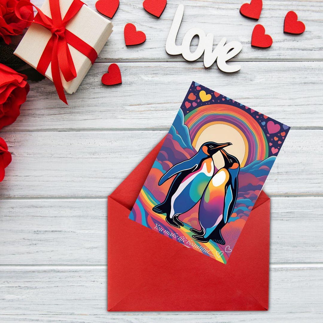 Penguin Love Card SVG PNG Jpg Pdf - High Quality Digital Files for ...