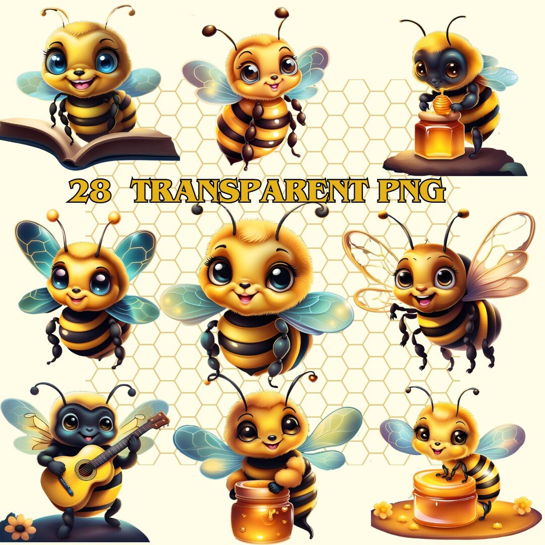 Baby Bee Sweet Bees Clipart Bundle | Cute Bees PNG | Honey Bee | 28 ...