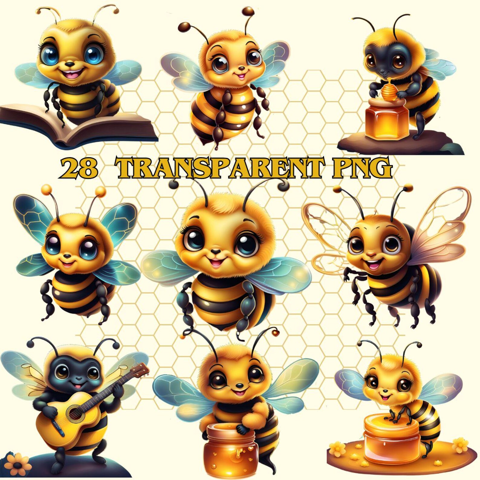 Cute Baby Bee Clipart Bundle | 28 Honey Bee PNG (digital Download) - Etsy