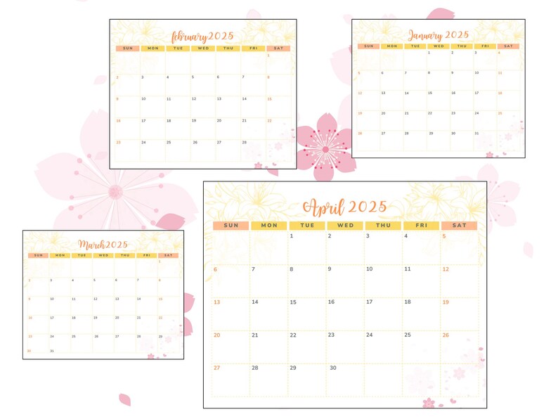Printable Calendar 2025| Monthly Planner 2025| A4, Letter, A3 ...