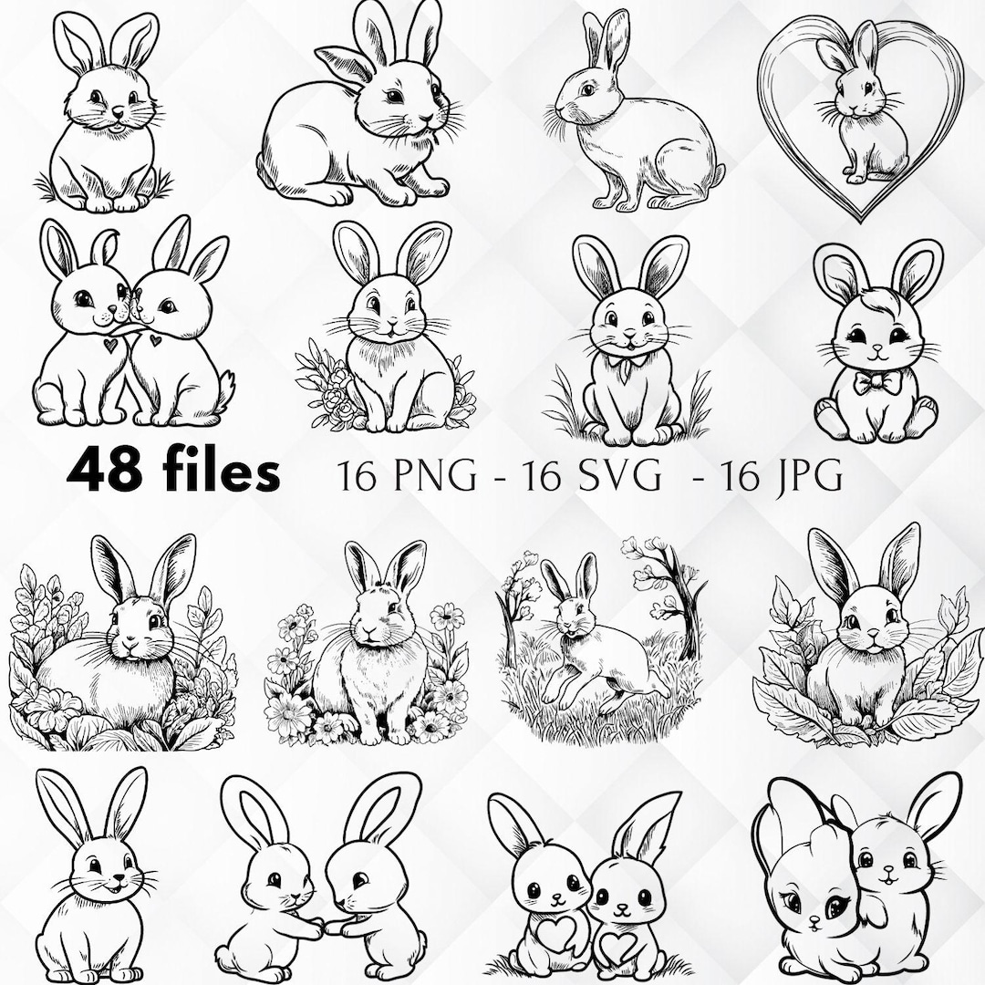 Bunny Love – Cute & Happy Bunny Clipart Bundle (digital Download) - Etsy