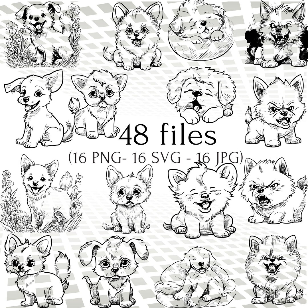 Baby Dog SVG PNG Bundle | 48 High-quality Files | Happy, Angry ...