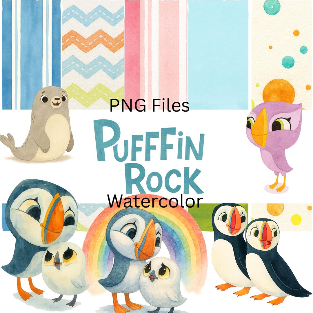 Puffin Rock Clipart - Etsy