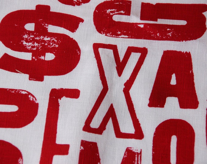 TYPE Screenprinted Fabric Printed Red on White Limited - Etsy