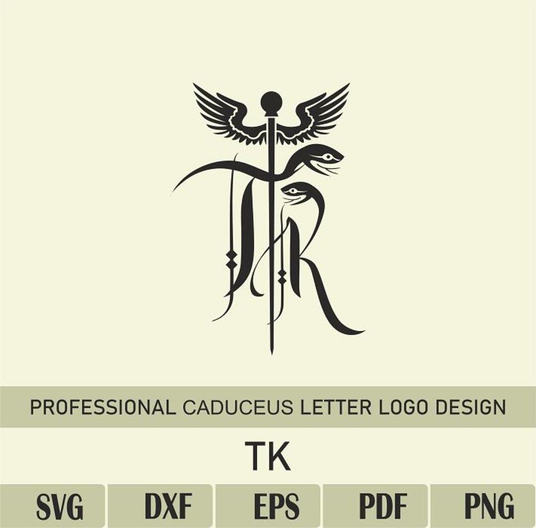 Personalized Caduceus Monogram, Custom Medical Logo Design, Unique ...