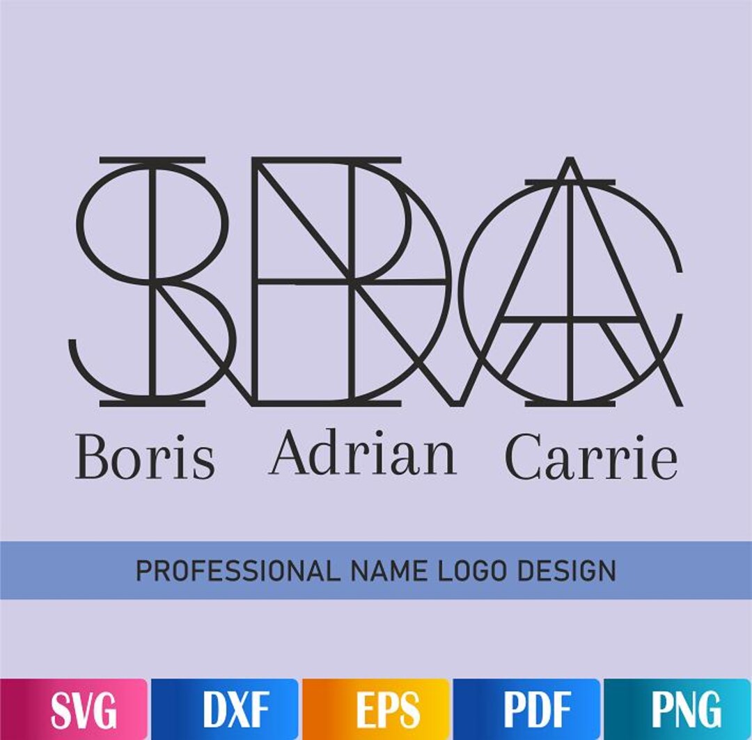 3 Name Words, Custom Name Logo Design, Personalized Logo Digital Files ...