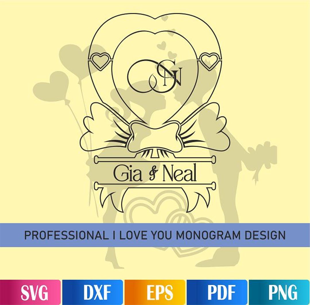 Heart Monogram Logo, Letter Monogram Images, Interlocking Fonts, Custom ...