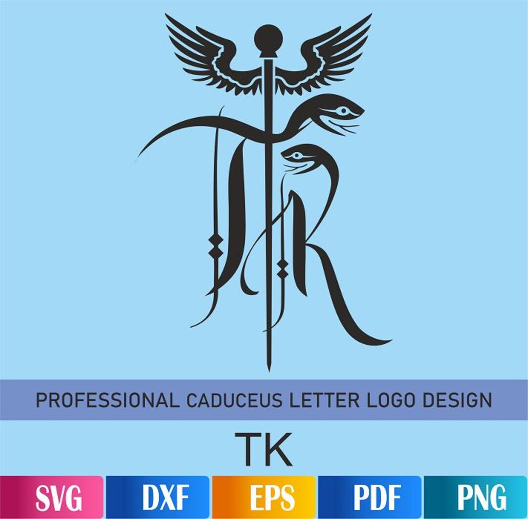 Caduceus Symbol Monogram, Personalized Logo, Editable Logo, Printable ...