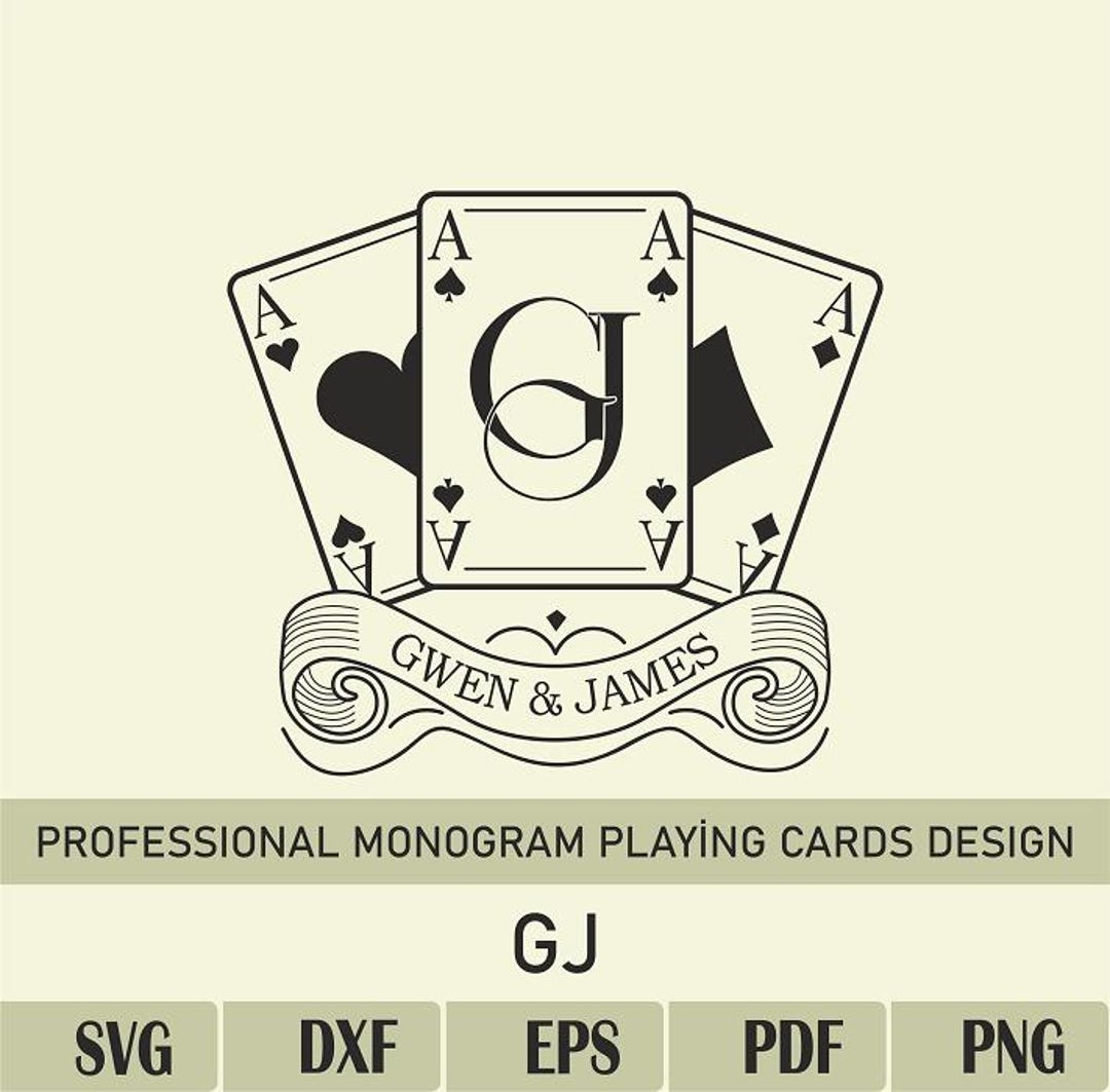 Monogram Ace Playing Cards, Personalized Gift, Elegant Initial Design ...