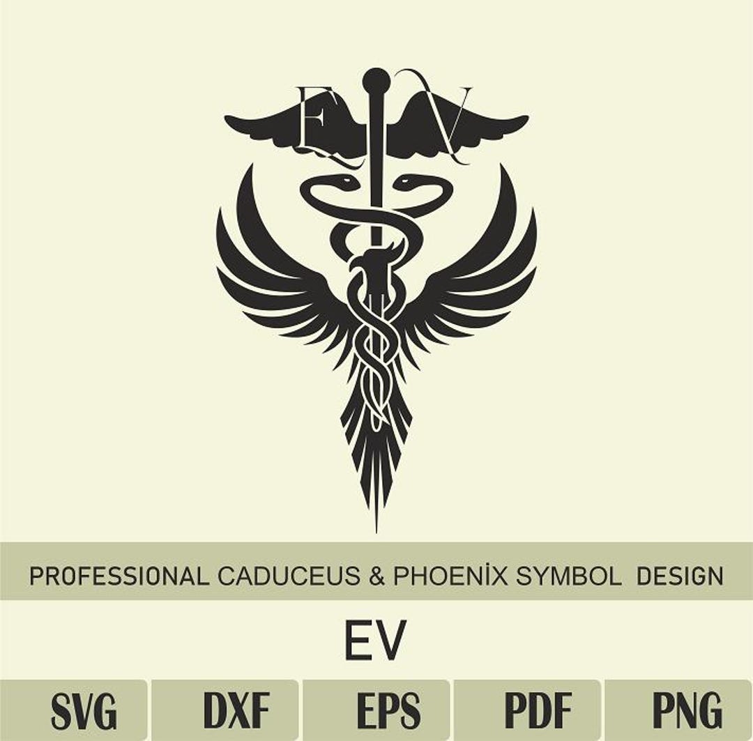 Unique Caduceus & Phoenix Symbol Monogram Design for Personalized Logos ...