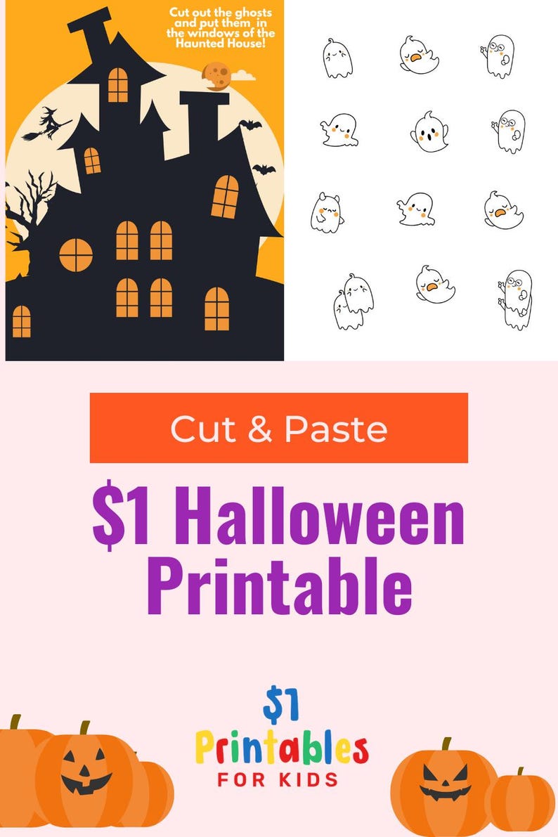 Printable Cut and Paste Haunted House Scissor Skills, Halloween ...