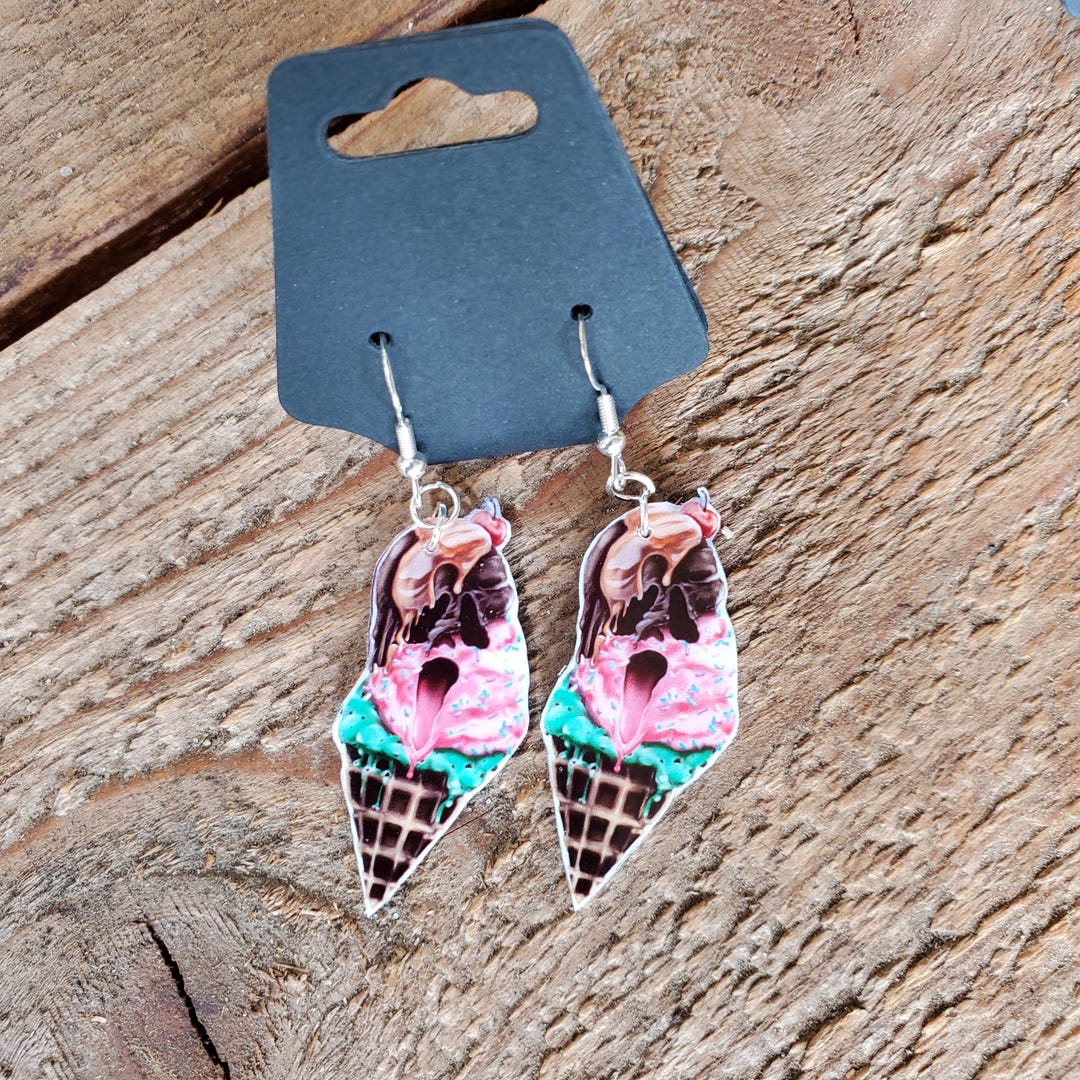 Ice SCREAM Ghostface Ice Cream Cone Dangle Earrings - Etsy