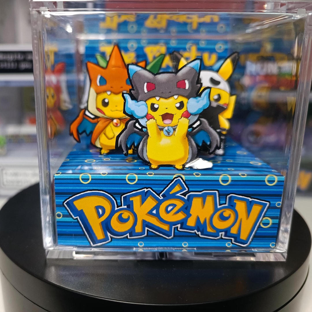 The Pikachu Poncho Party Pokemon Cube Diorama Pikachu Dressed as ...