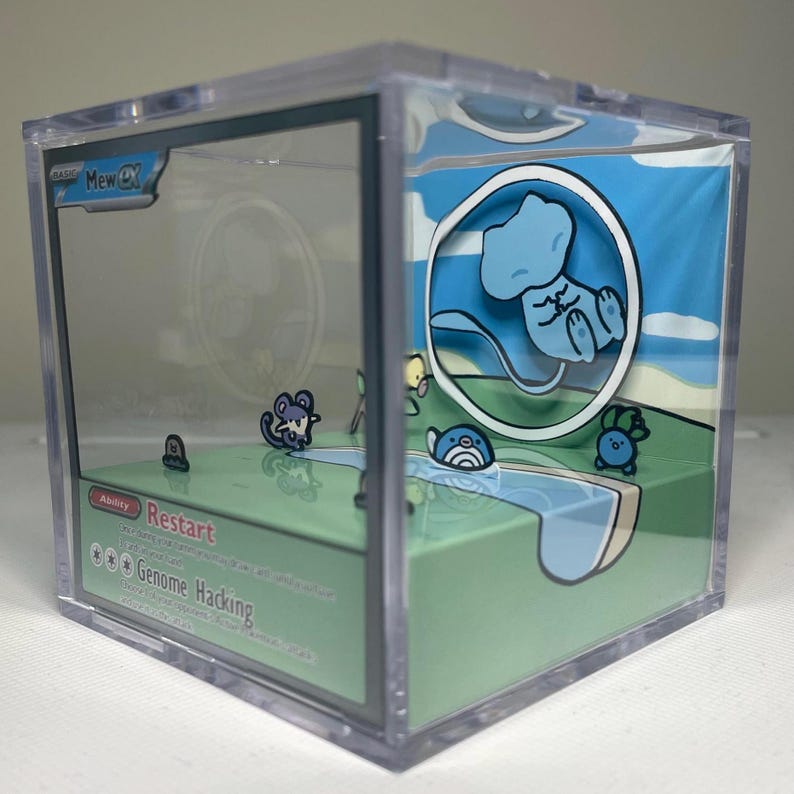 Bubble Mew - Pokemon 3D Cube Diorama - Shadow Box Diorama Cube - Card ...