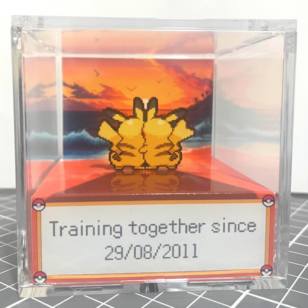 Sunset Pokemon Pikachu Love 3D Handmade Cube Diorama Anniversary - Etsy