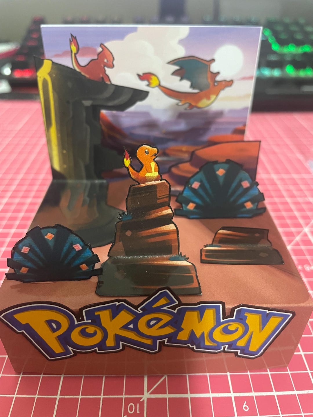Charmander Charmeleon Charizard Evolution Line Pokemon Cube Diorama ...