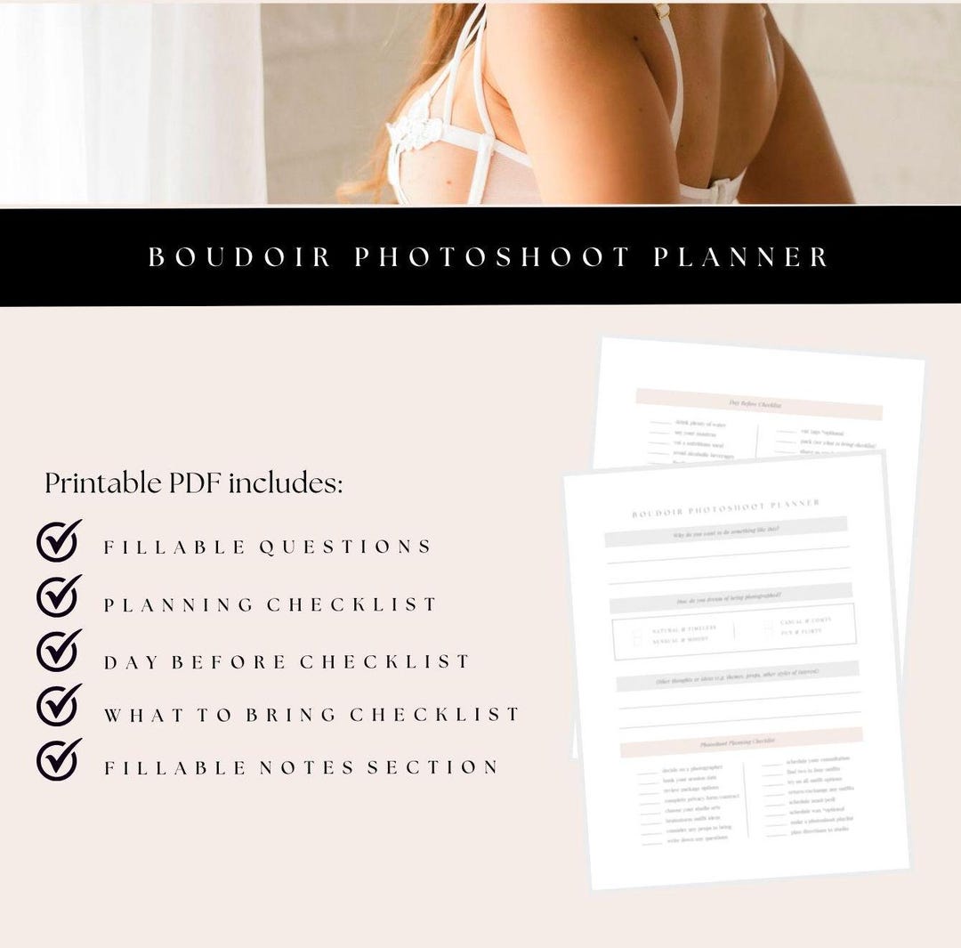 Boudoir Photoshoot Planner With Prep Checklist - Etsy