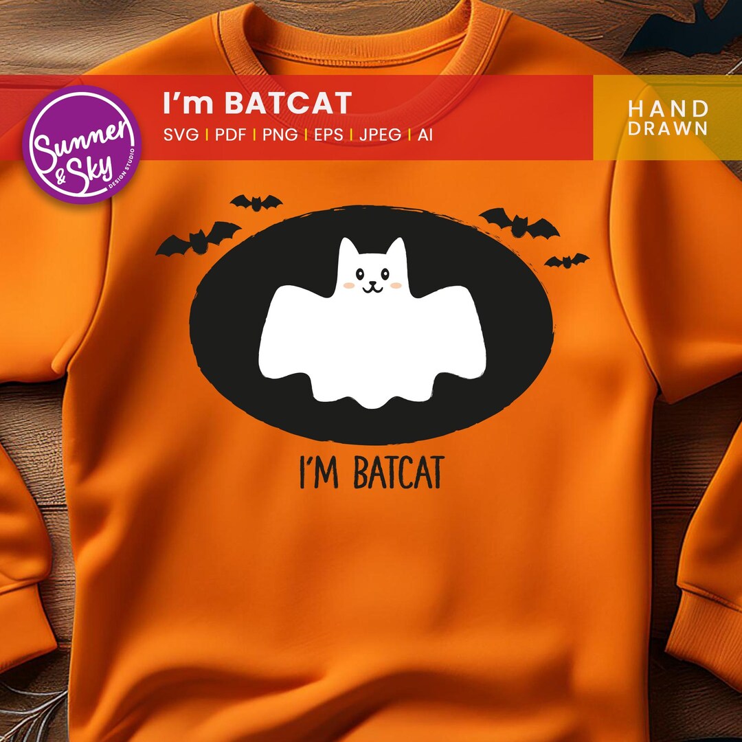 Im Batcat Halloween SVG, Funny Cat Bat Design, Halloween Shirt SVG ...