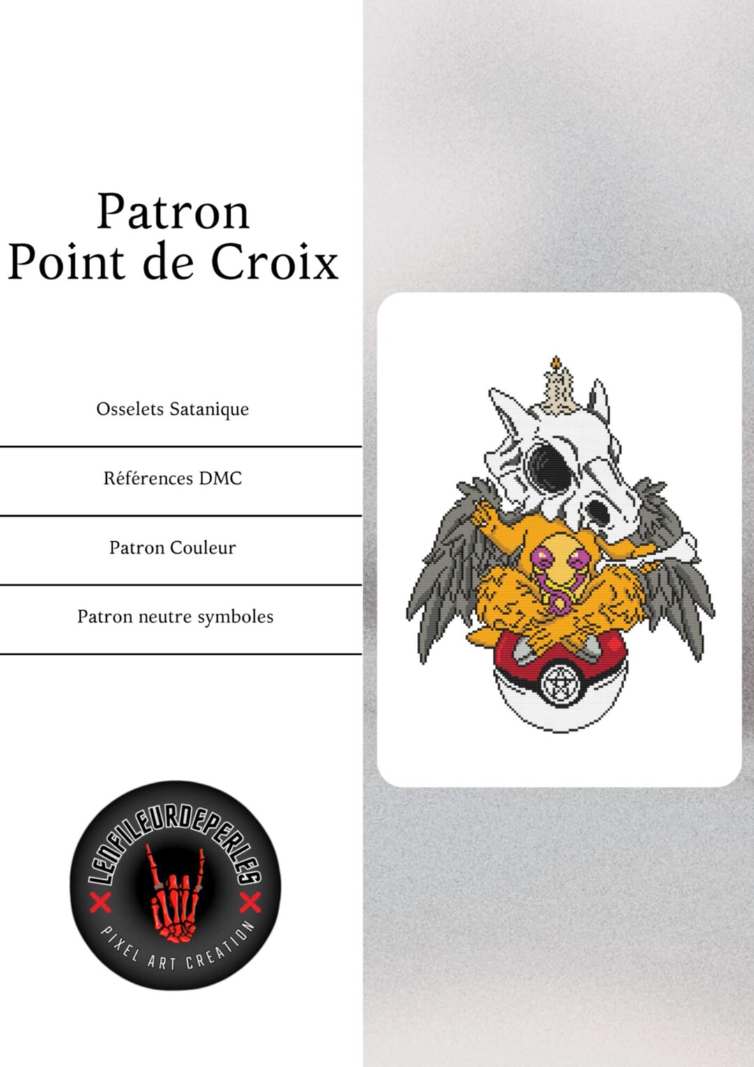 Satanic Bone Cross Stitch Pattern - Etsy