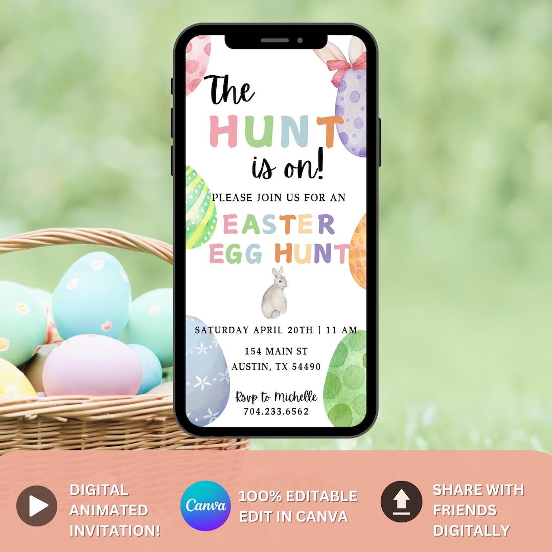 The Hunt is on Easter Egg Hunt Invite, Easter Party Invite, Egg Hunt ...